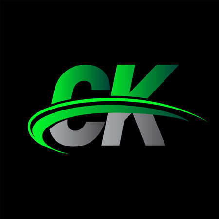Initial Letter CK Logotype Company Name Colored Green And Black Swoosh Design. Vector Logo For Business And Company Identity. SVG Image 160138022